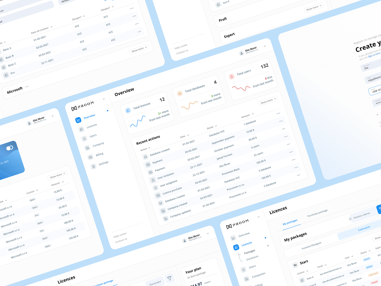 Subscription management system UI by Ota Skvor on Dribbble