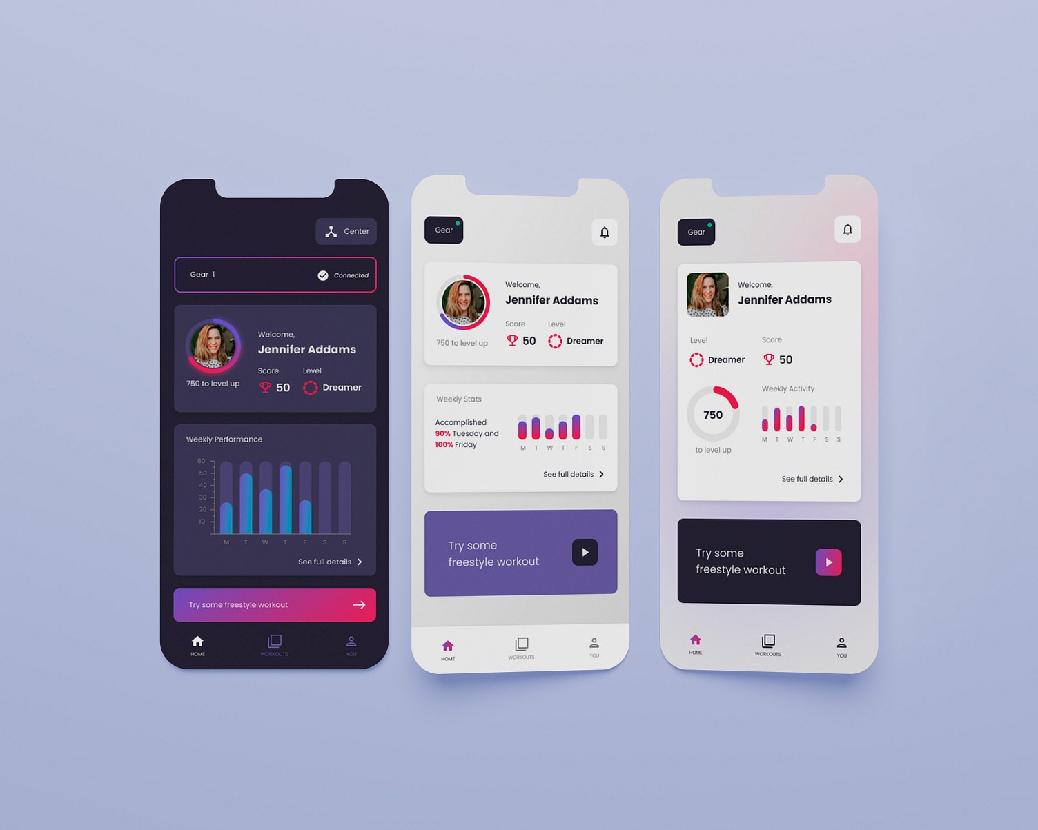Fitness App Homescreen Concept by Claret Cuberos on Dribbble