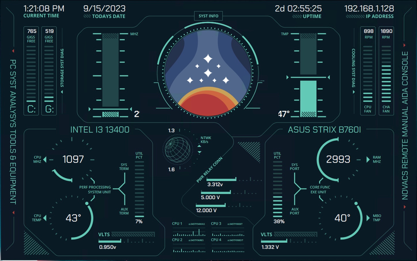 Starfield - AIDA64 sensor panel theme by Matthew Almand on Dribbble