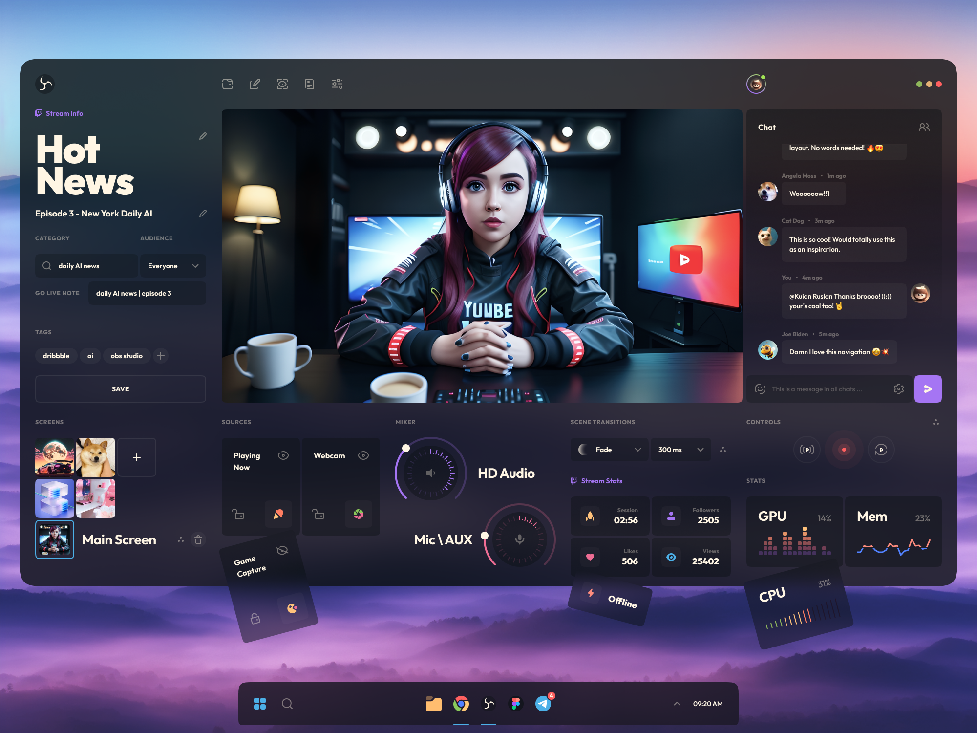 OBS Studio concept with AI and happy song 🥳 by uixNinja on Dribbble