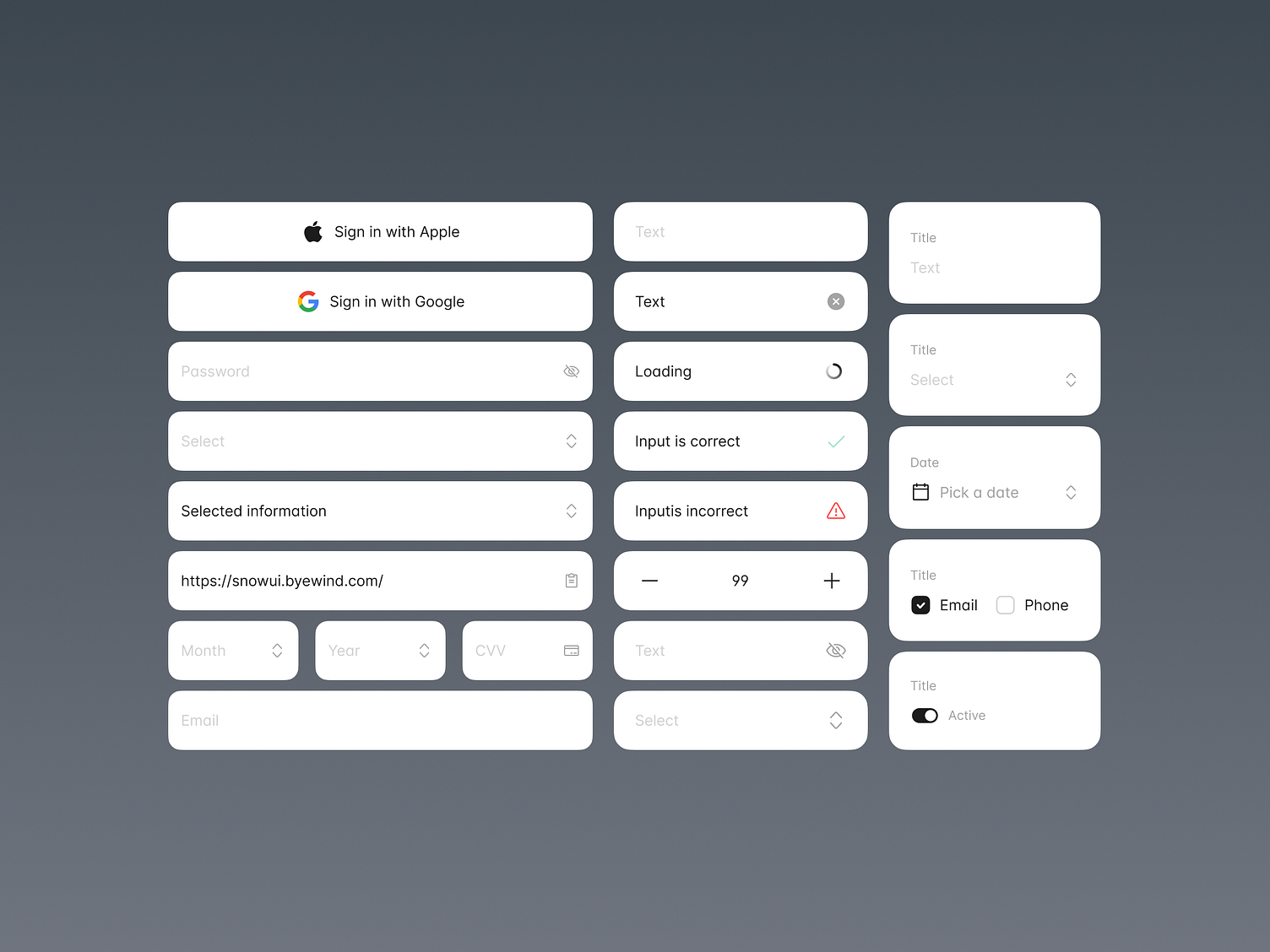 Inputs Component by ByeWind on Dribbble
