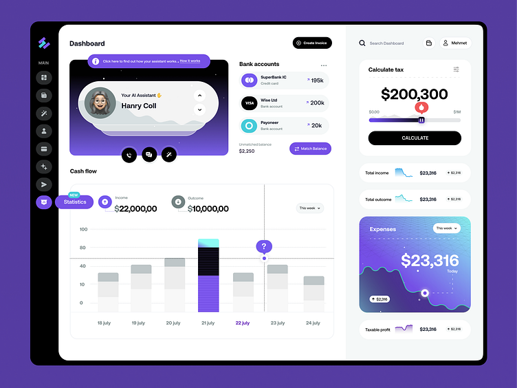 Accounting Dashboard by Mehmet Özsoy for Orizon: UI/UX Design Agency on ...