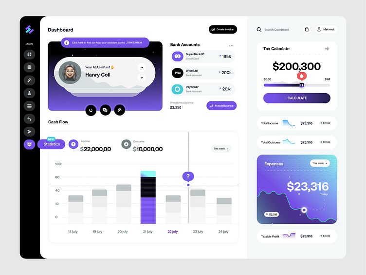 Accounting Dashboard by Mehmet Özsoy for Orizon: UI/UX Design Agency on ...
