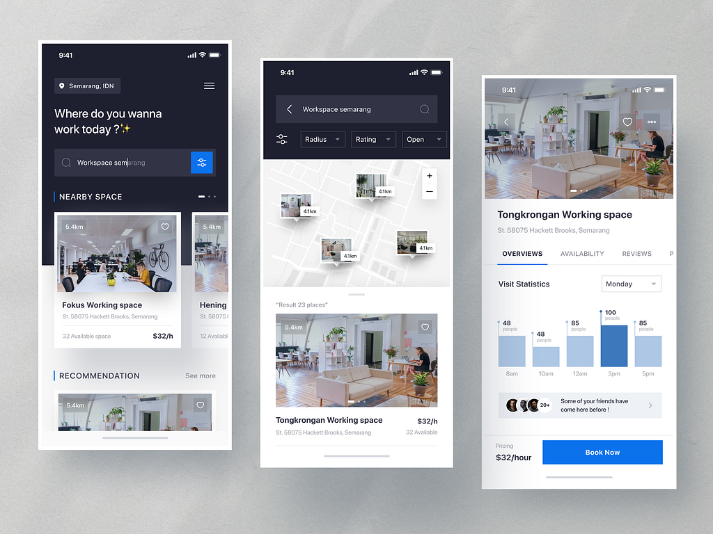 Working Space Finder App - Spacesit by Ali Husni for Pickolab Studio on ...