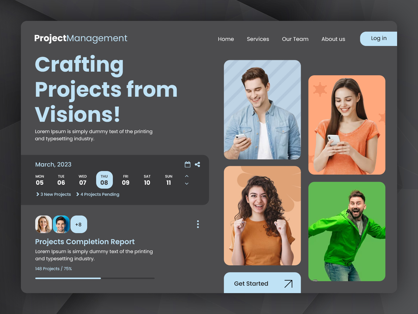 Project Management Website Hero UI by WebDesk Solution on Dribbble