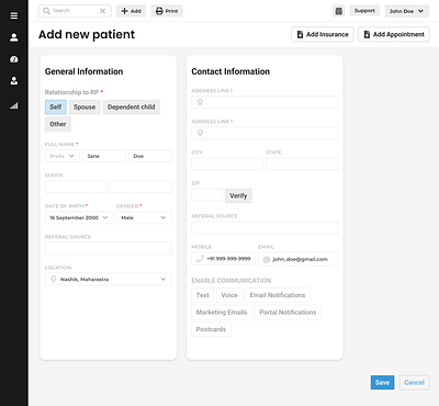 Add Patient Form || Hospital management system by Shivam Shukla on Dribbble