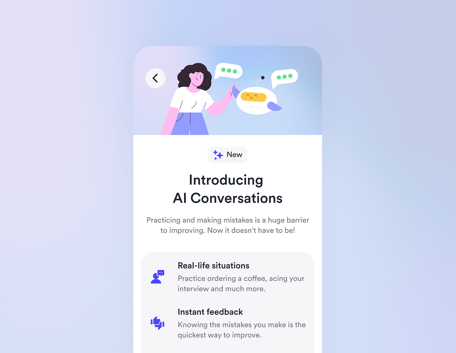 New feature ui by lousamp on Dribbble