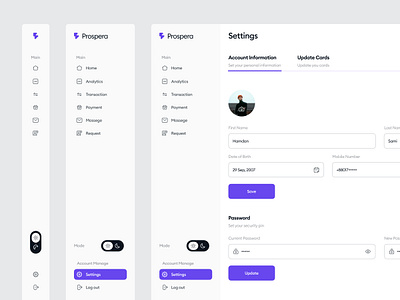 Finance Setting page — UI by Sofwan on Dribbble