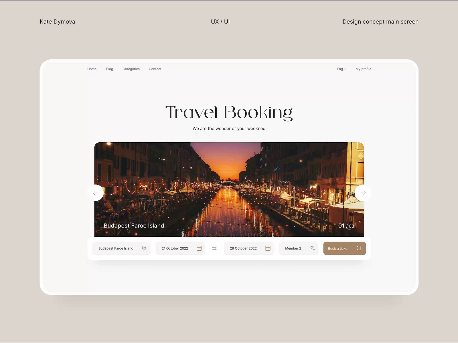 Travel Booking | Design concept main screen by Ekaterina Dymova on Dribbble