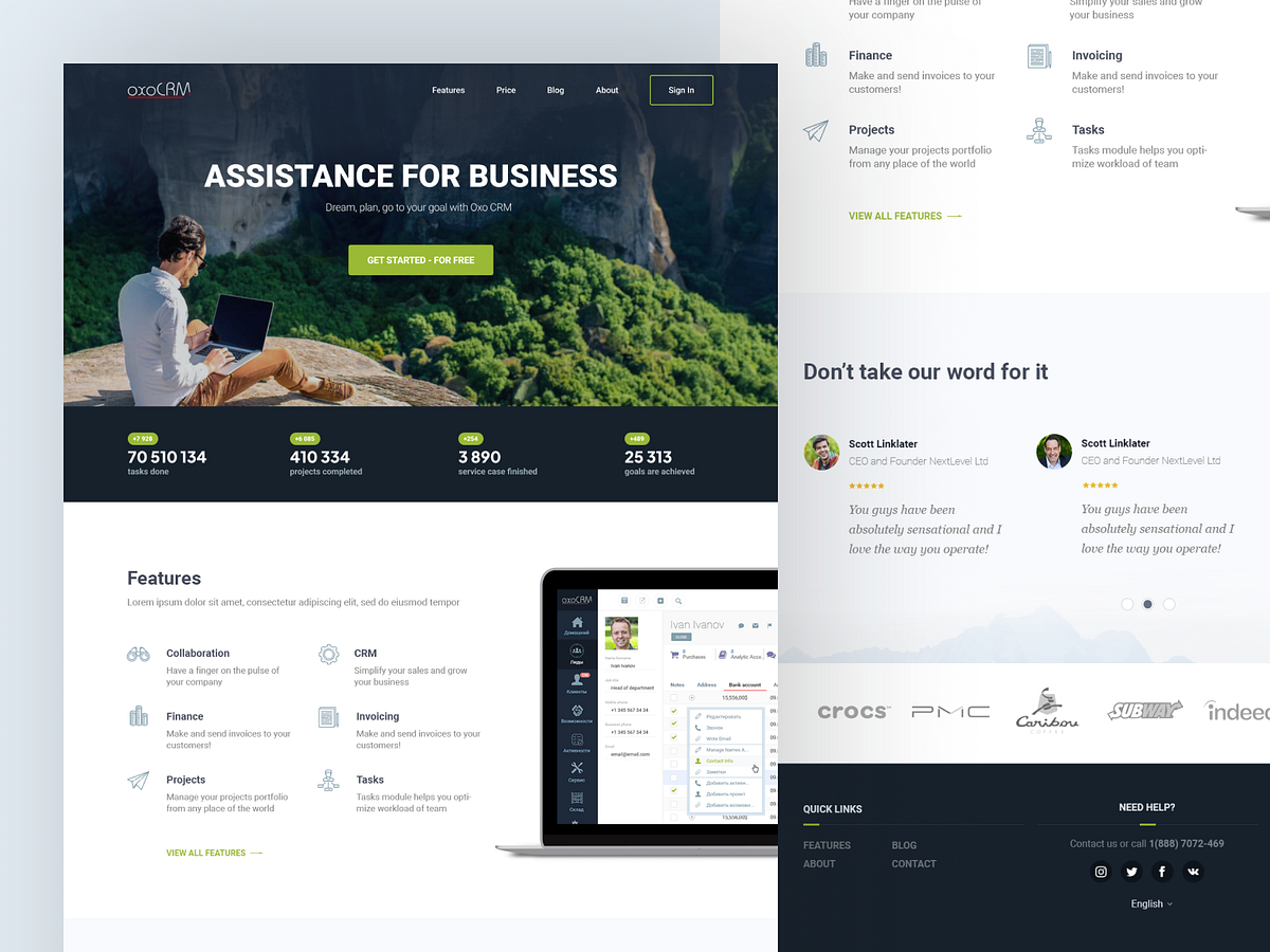 CRM website design by Alexander on Dribbble