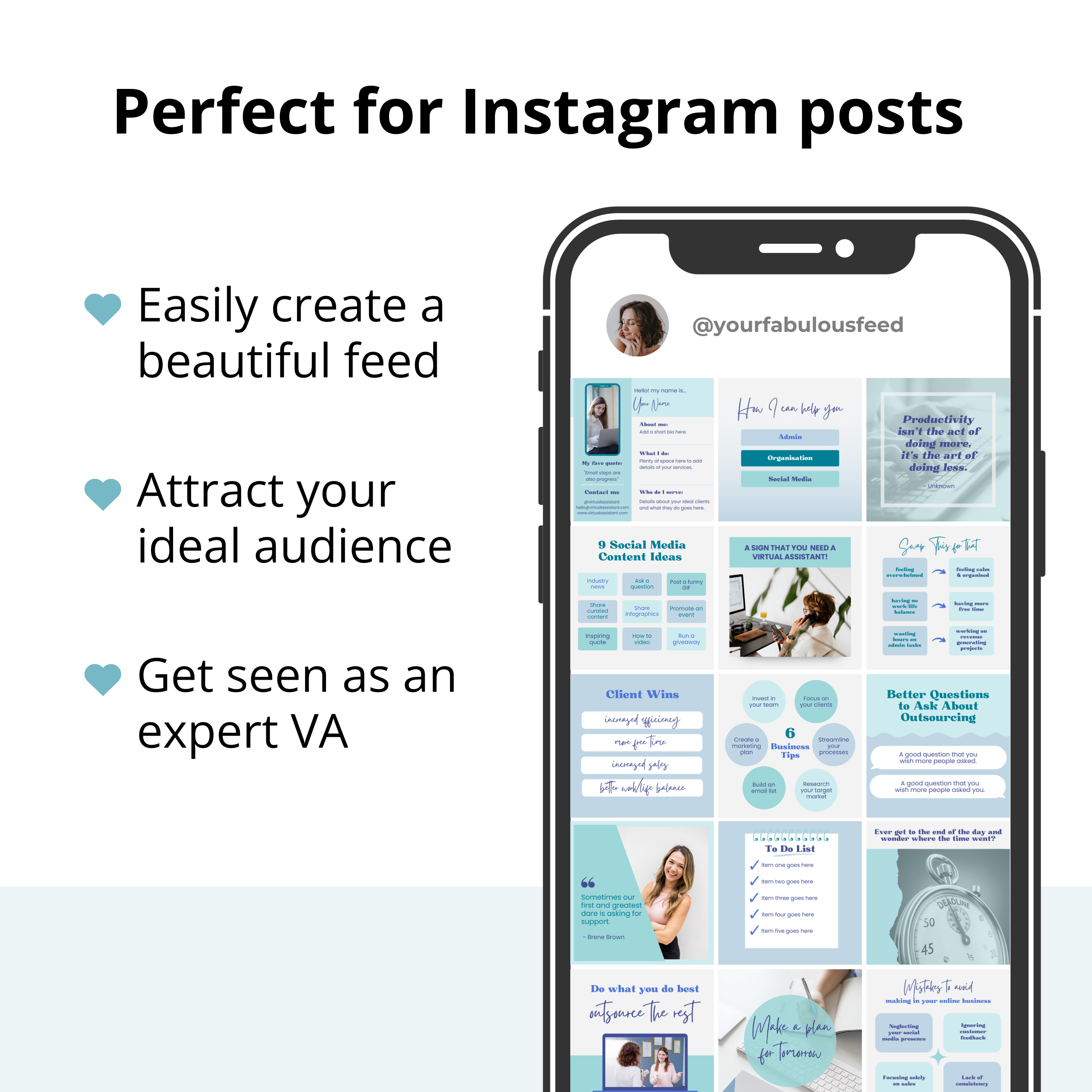 Virtual Assistant Social Media Post Templates by The Creatives Desk on ...