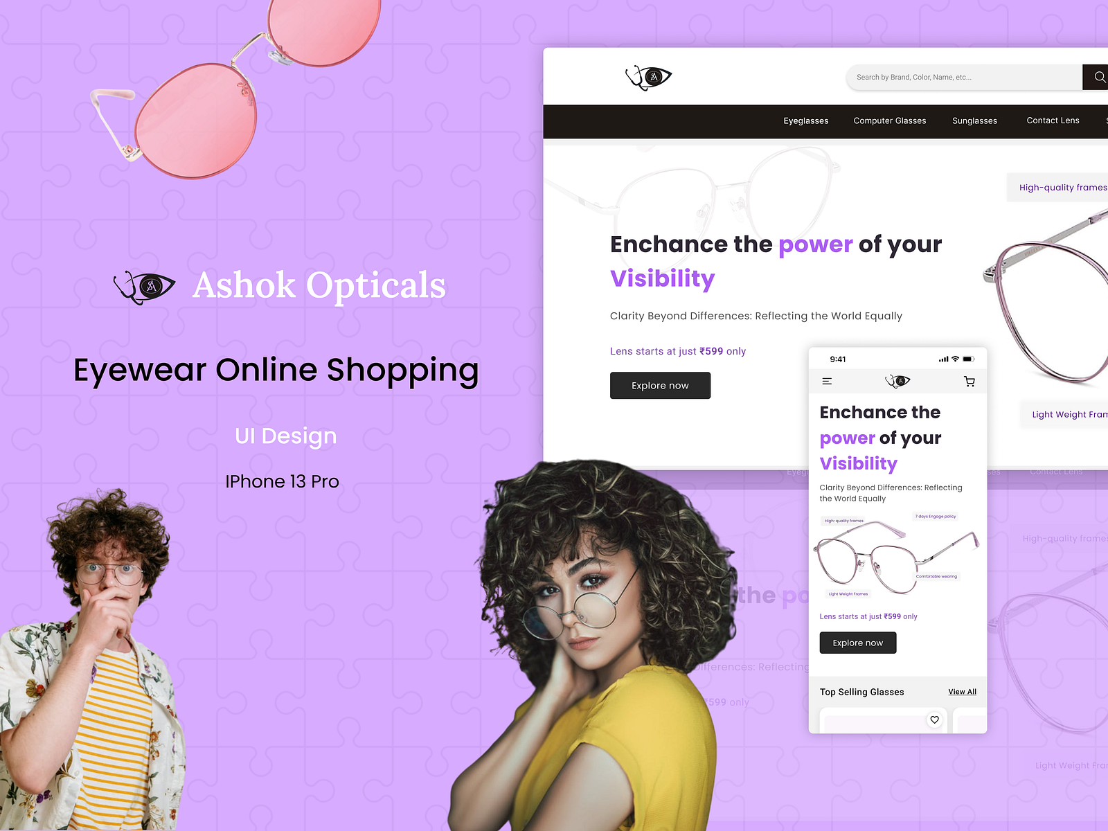 Eye-wear Online Shopping Website - UI Design for Desktop, Mobile by ...