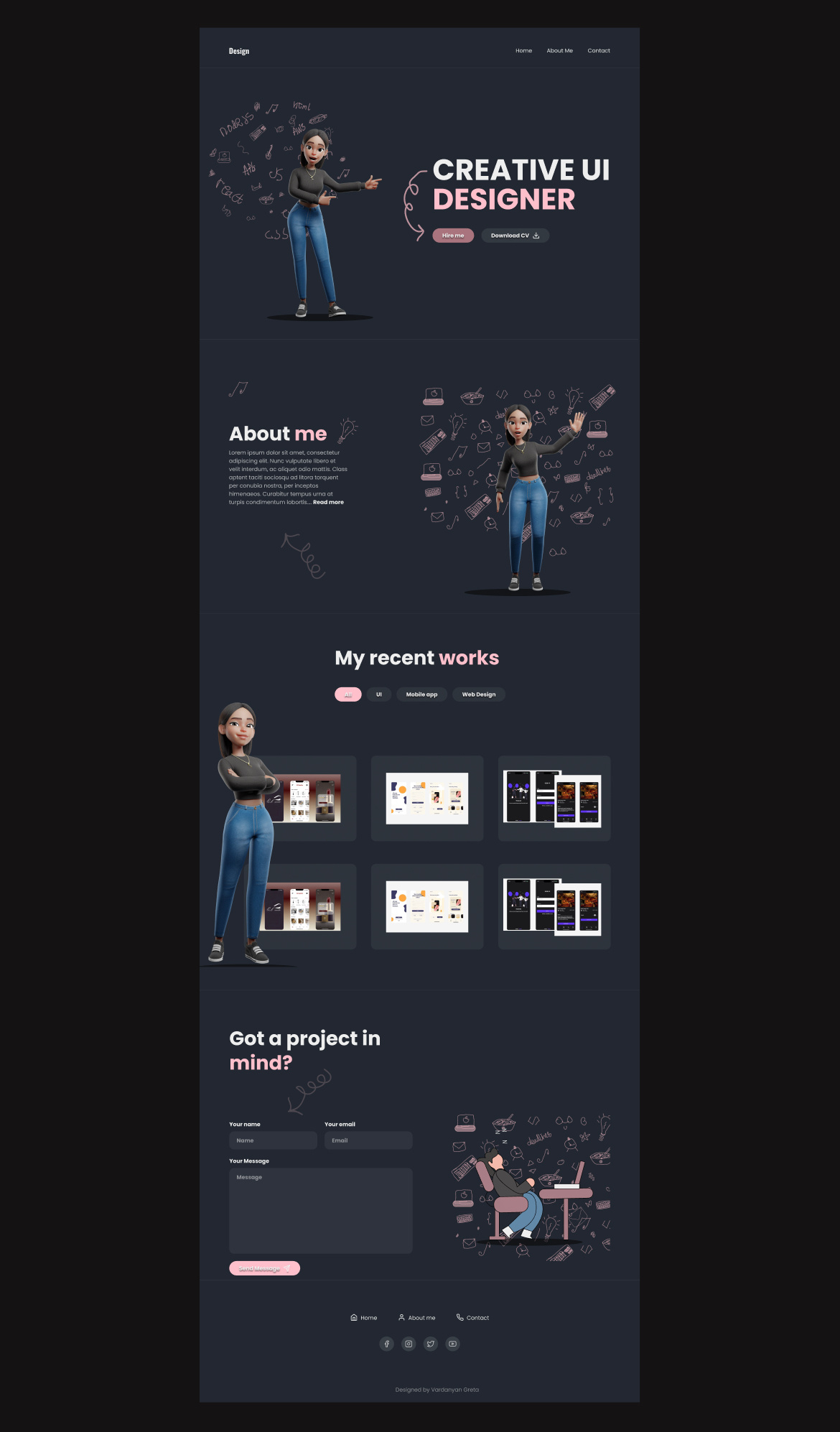 Portfolio UI design by Greta Vardanyan on Dribbble