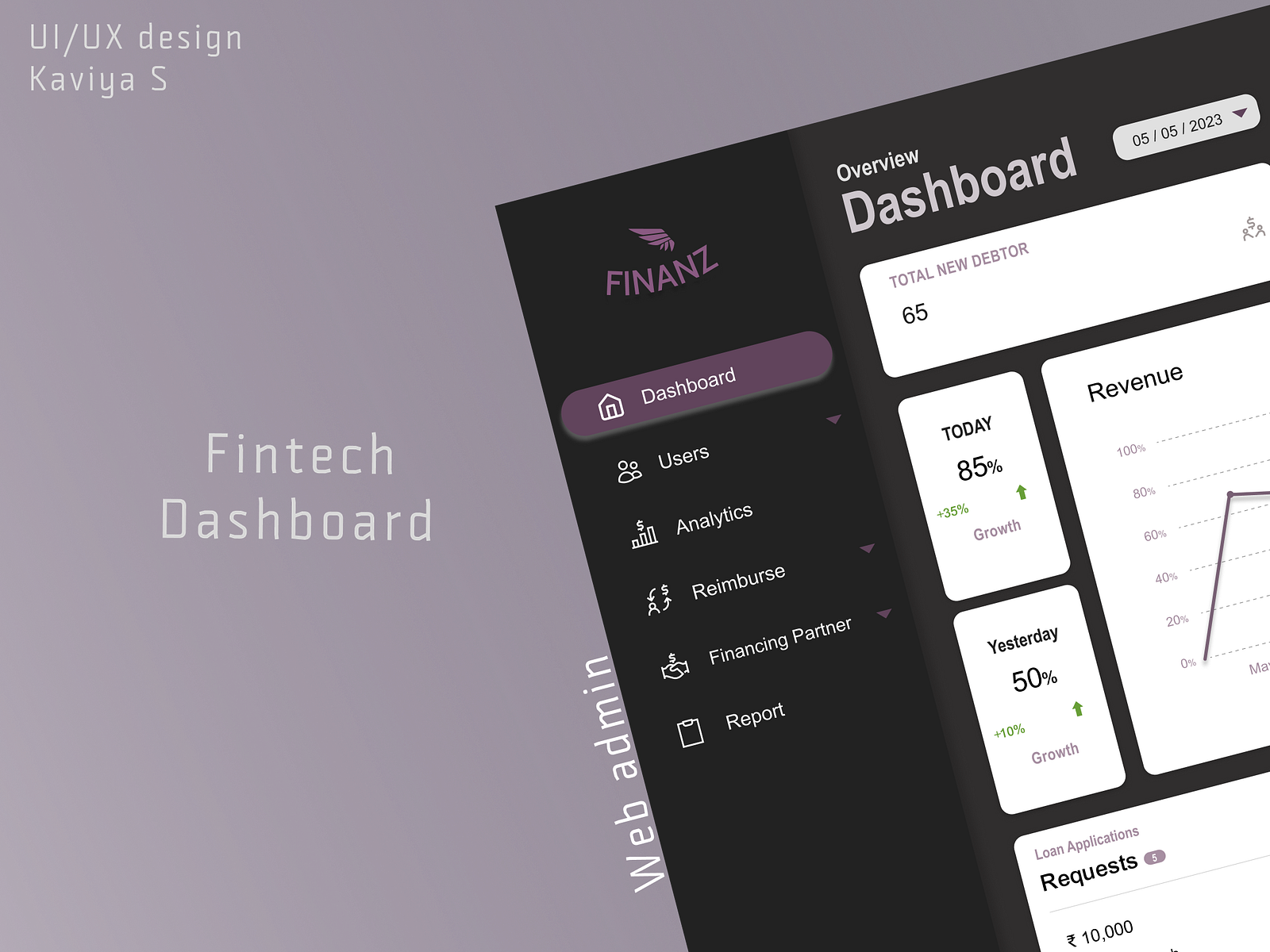 Fintech Dashboard - web admin | UI/UX by Kaviya S on Dribbble