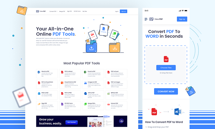 PDF Converter Tool Website Design by MetaLogics on Dribbble