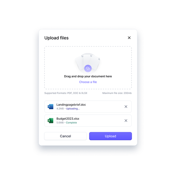 Upload File Modal by Brian Noonan on Dribbble