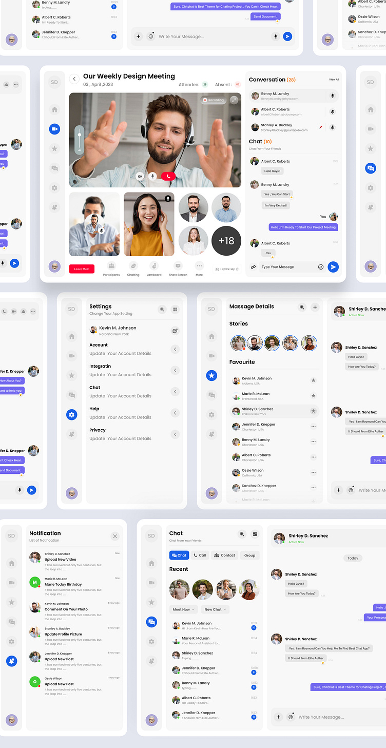 Video Call Conference UI Concept by Sahil Dobariya on Dribbble