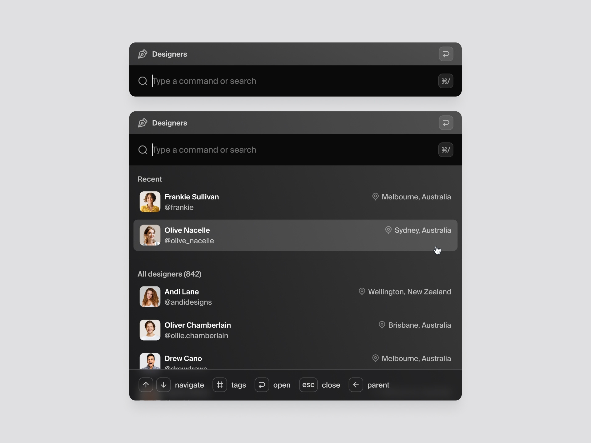 Command+K search menu — Untitled UI by Jordan Hughes® on Dribbble