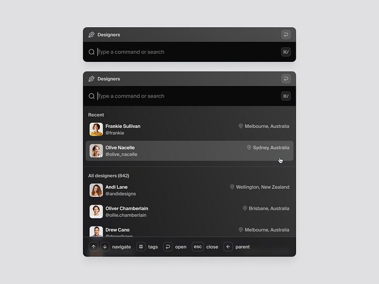 Command+K search menu — Untitled UI by Jordan Hughes® on Dribbble