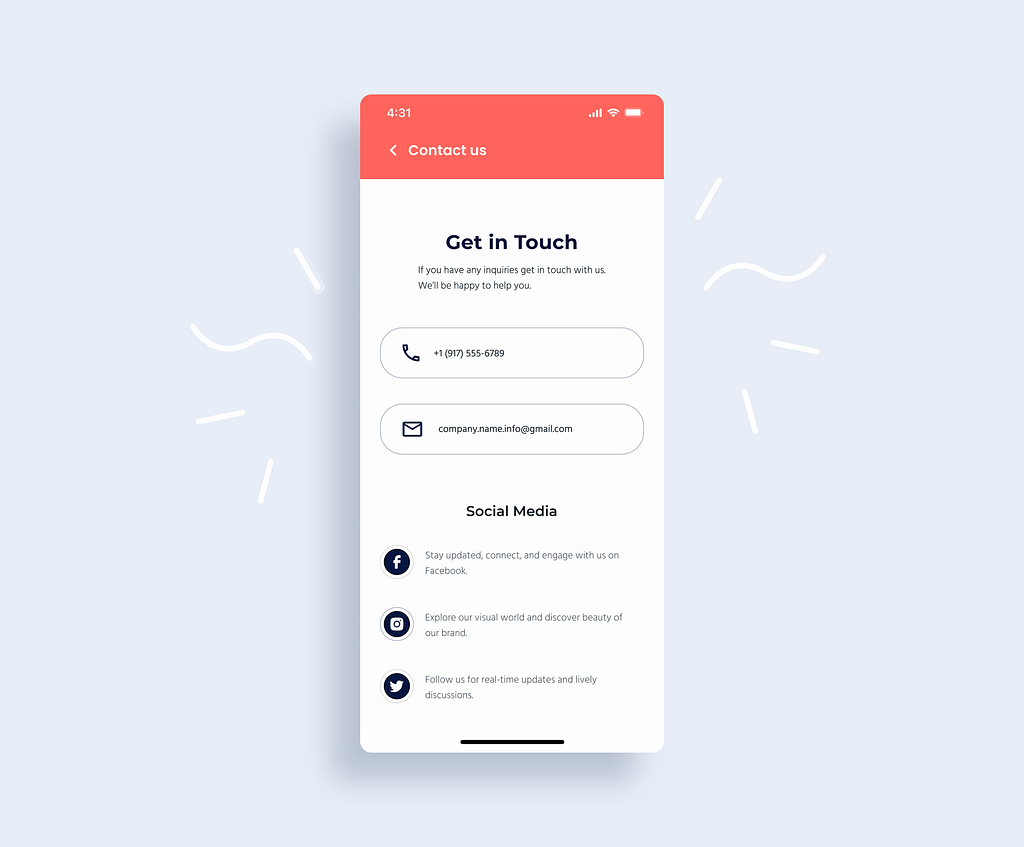 Contact Us Screen by Yara Khlystun on Dribbble