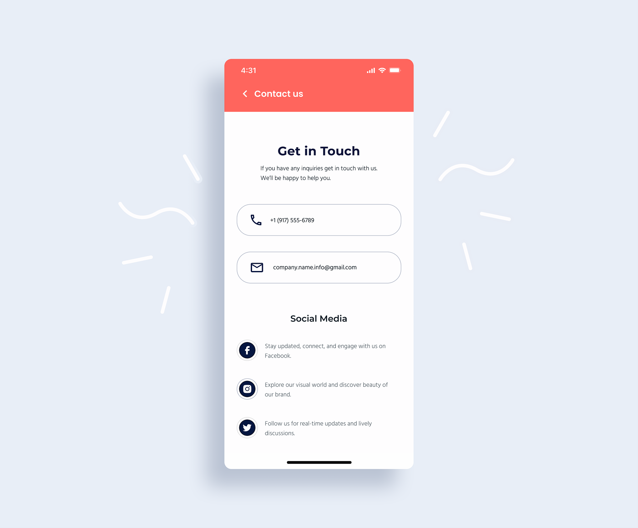Contact Us Screen by Yara Khlystun on Dribbble