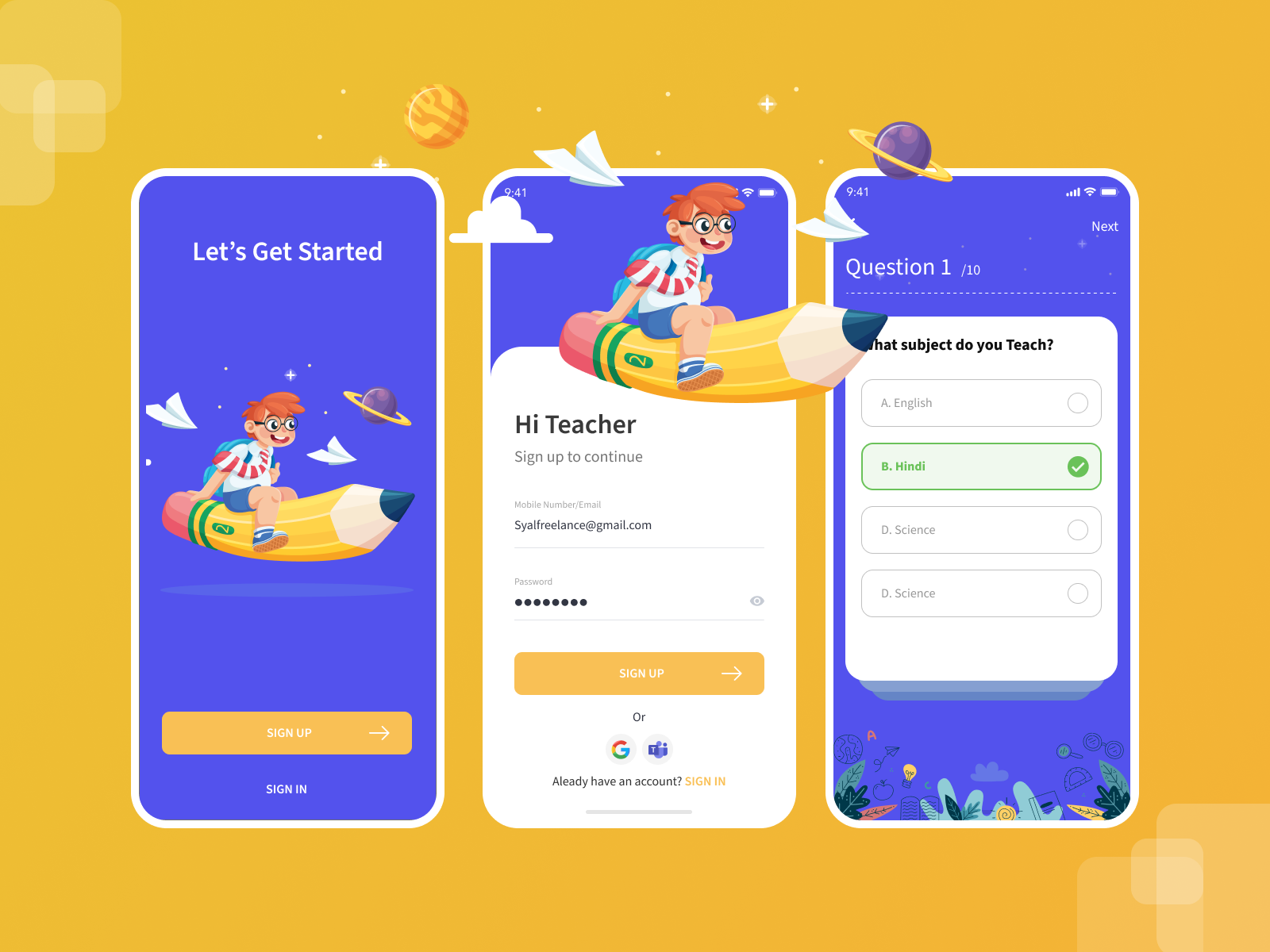 School Onboard Mobile App Ui by NehaGuleria on Dribbble