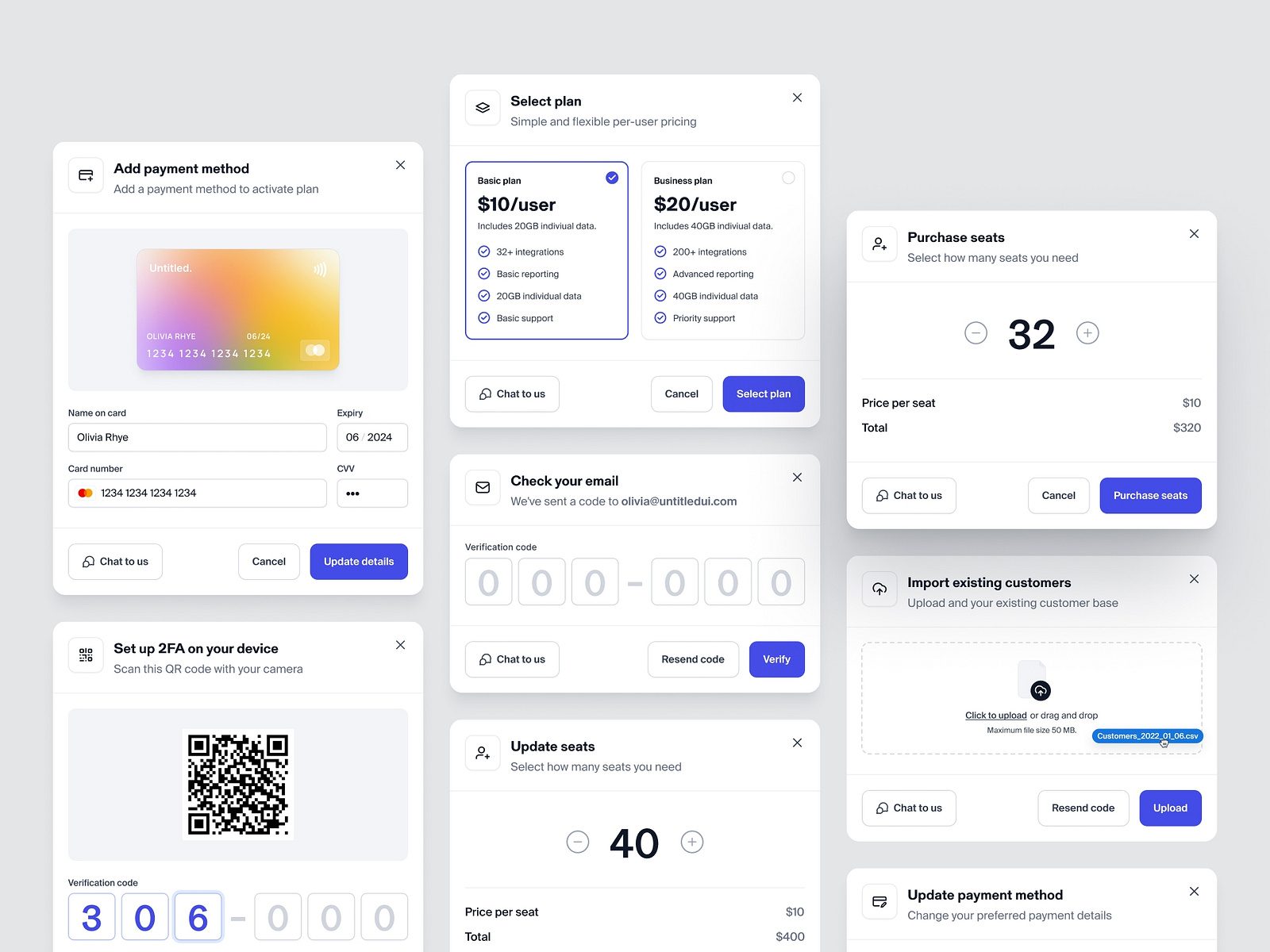 Bunch of modals — Untitled UI by Jordan Hughes® on Dribbble