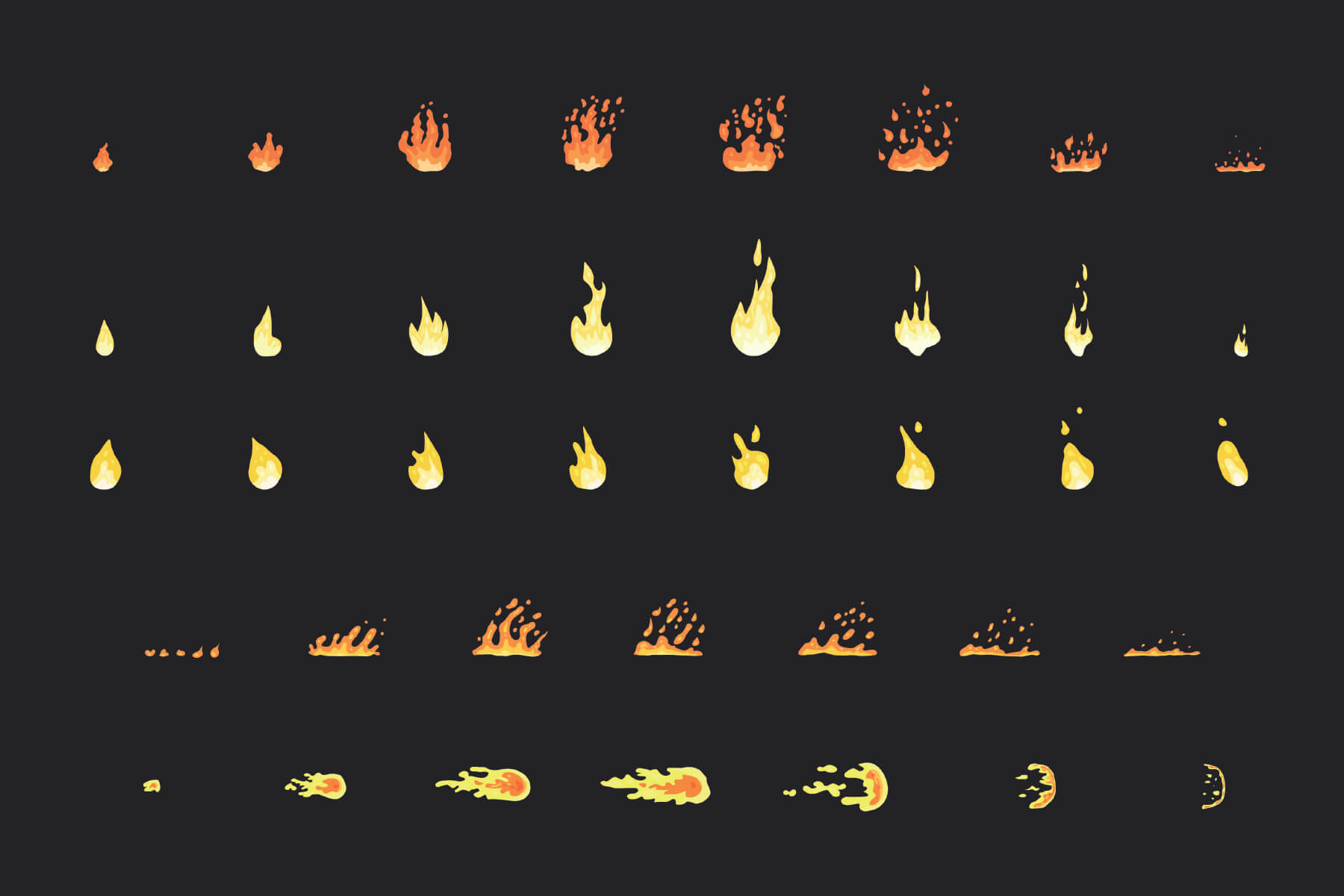 Cartoon Fire Flame Animation Sprite Set by 2D Game Assets on Dribbble