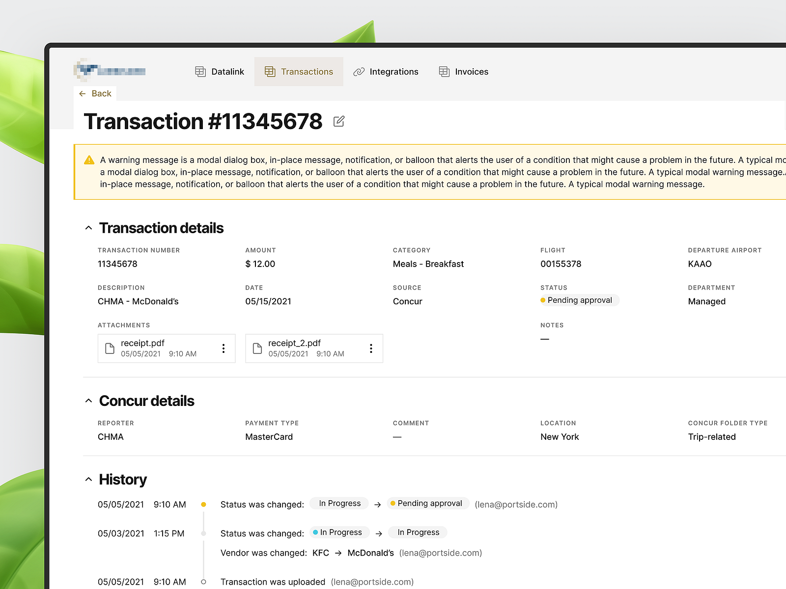 Transaction Details by Ihor on Dribbble