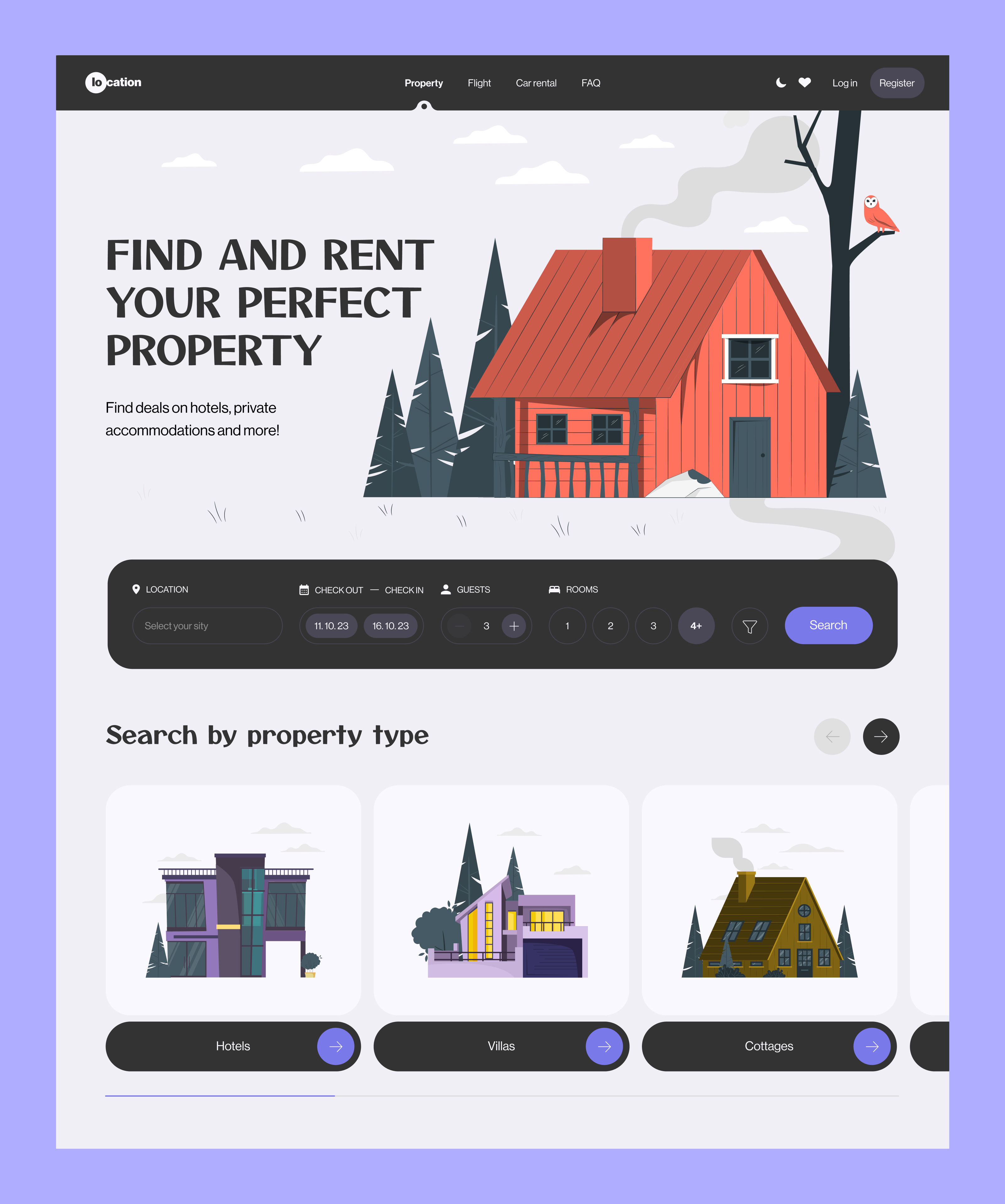 Rental Website Homepage by Bato on Dribbble