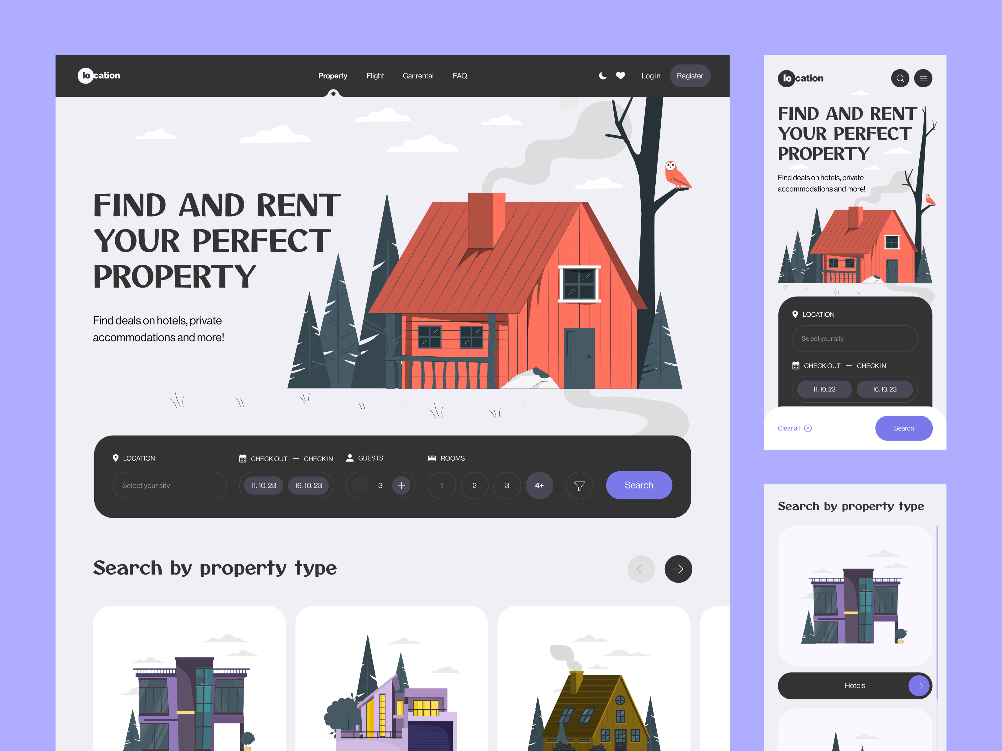 Rental Website Homepage by Bato on Dribbble