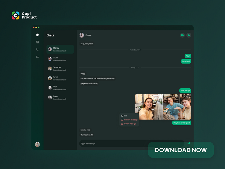 Messaging Web App - Dark Mode Design Style by Capi Product on Dribbble