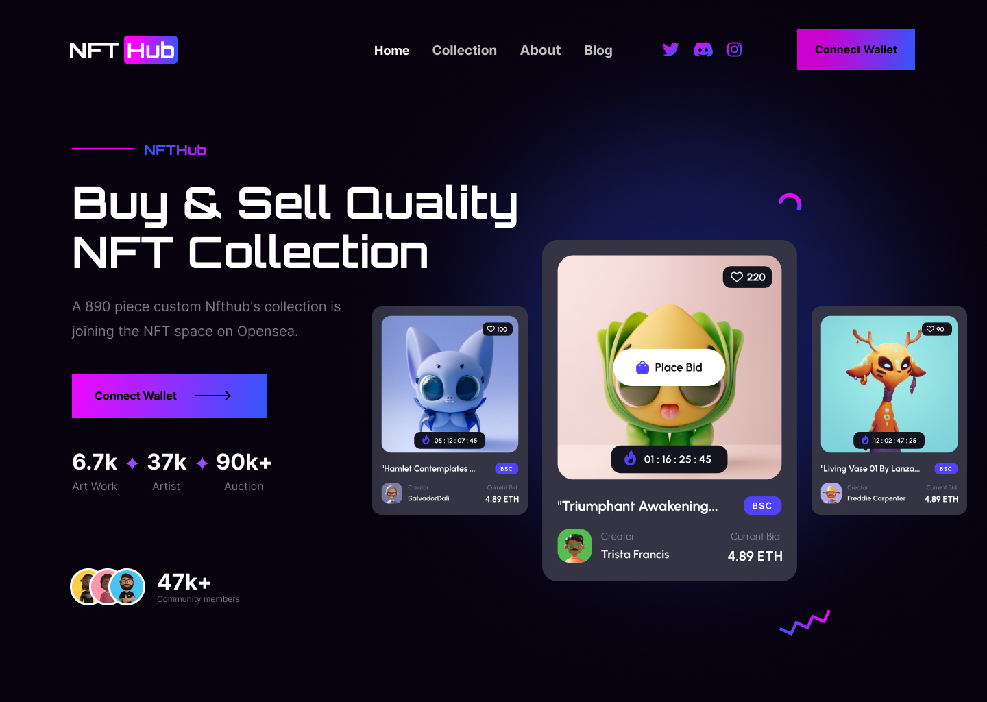 NFT Market place landing page by Emmanuel on Dribbble