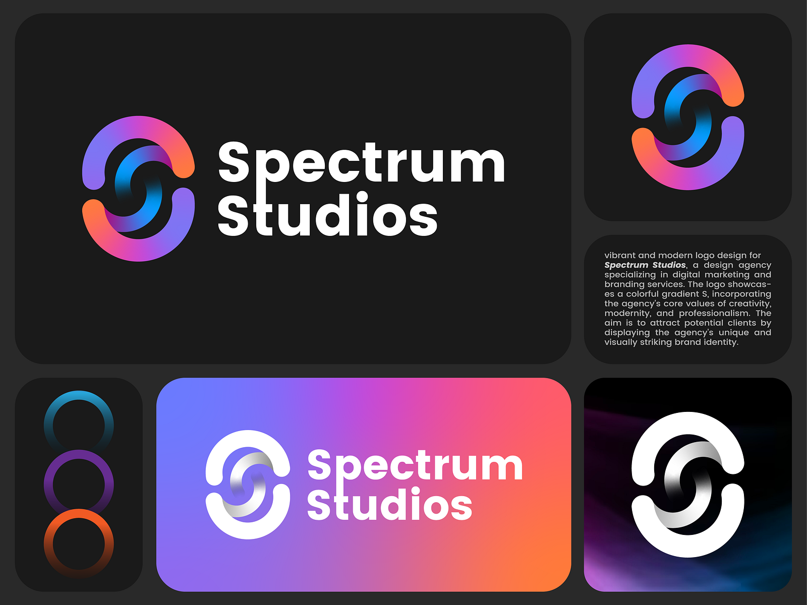 Colorful Gradient S letter Logo mark Design for Spectrum Studios by Fahim Khan | Brand Designer ...