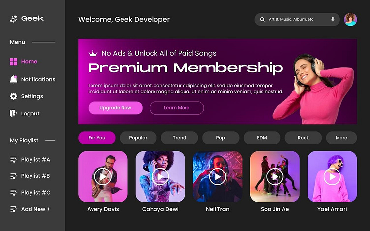 🎙️Music Streaming Dashboard🎶 by Creative_Studio on Dribbble