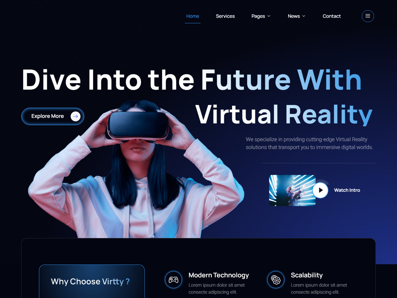 Virtual Reality Services WordPress Website by Riaad Arif on Dribbble