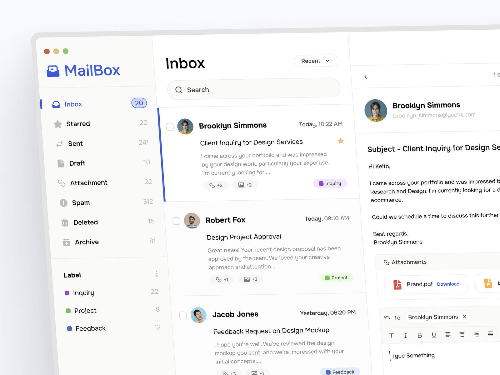 Mailbox - Email Client Concept by Atulya on Dribbble