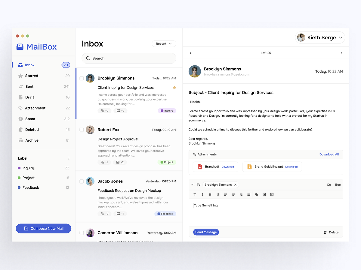 Mailbox - Email Client Concept by Atulya on Dribbble