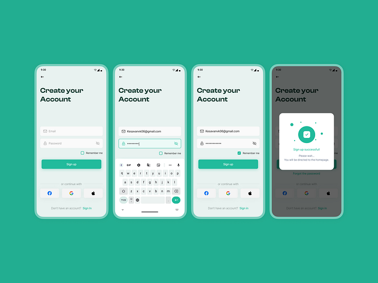 Mobile app Login flow by Kesavan V on Dribbble
