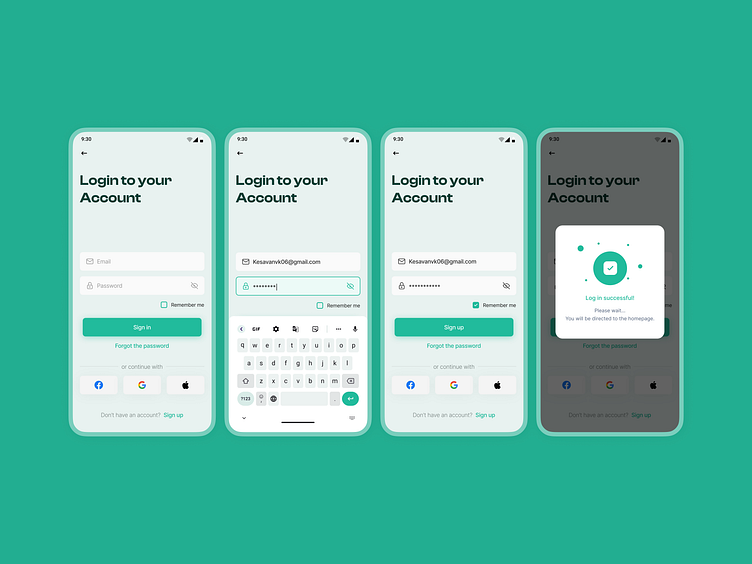 Mobile app Login flow by Kesavan V on Dribbble