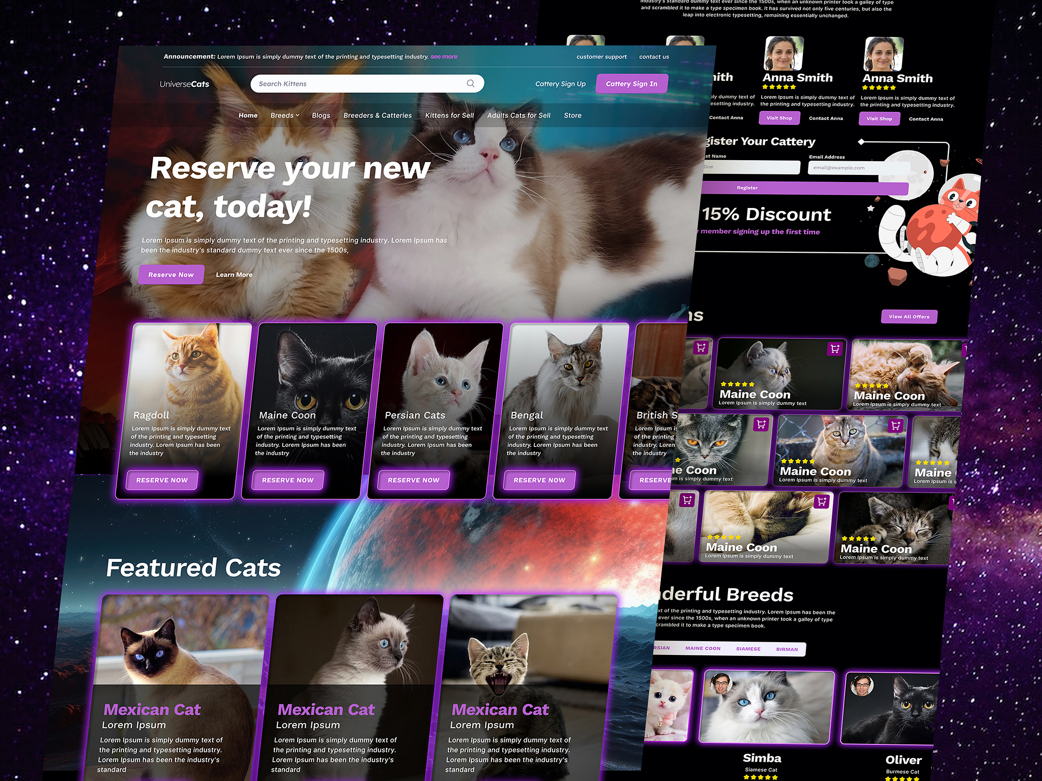 UNIVERSE CATS WEB DESIGN by Design Ticks on Dribbble