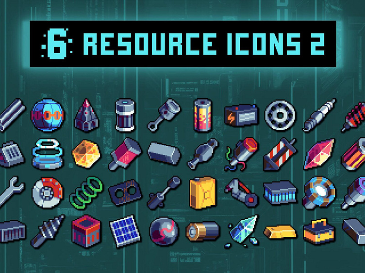 Resources for Cyberpunk Topic Pixel Art 32×32 Icon Pack by 2D Game ...