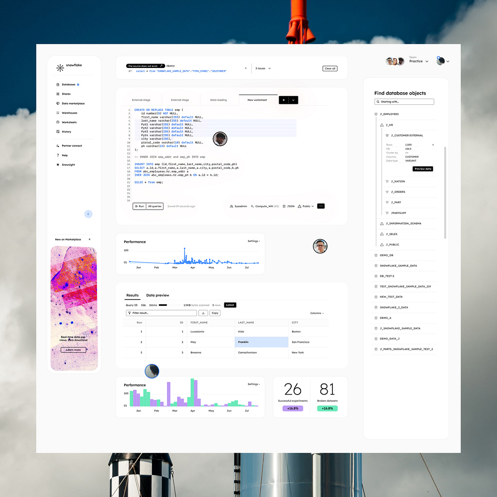 Dashboard ️ Snowflake UI redesign & rebranding by Maxim Aginsky on Dribbble
