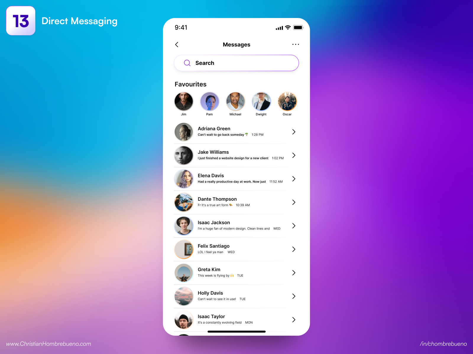013 - Direct Messaging | 100 Daily UI Challenge by Christian Hombrebueno on Dribbble