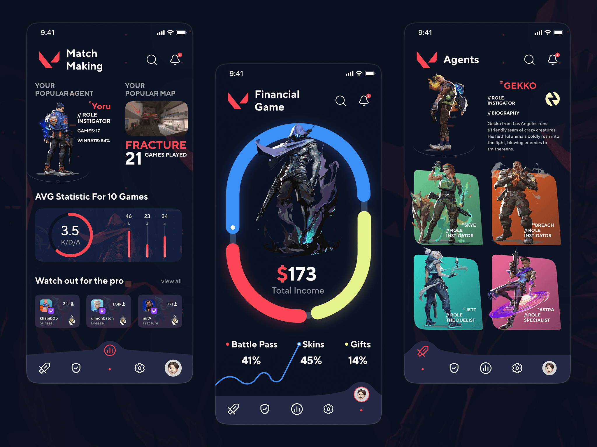 Valorant mobile app by Dmitry Korshunov for twokach on Dribbble