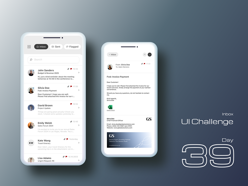 Inbox UI designs, themes, templates and downloadable graphic elements ...