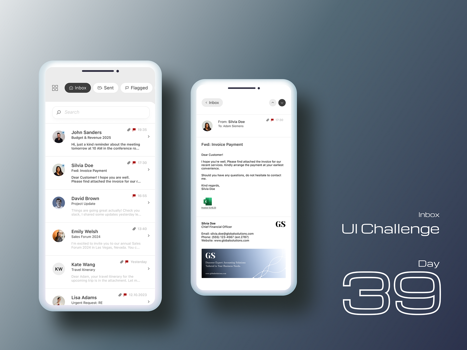 Inbox Interface Design by Elina Kim on Dribbble