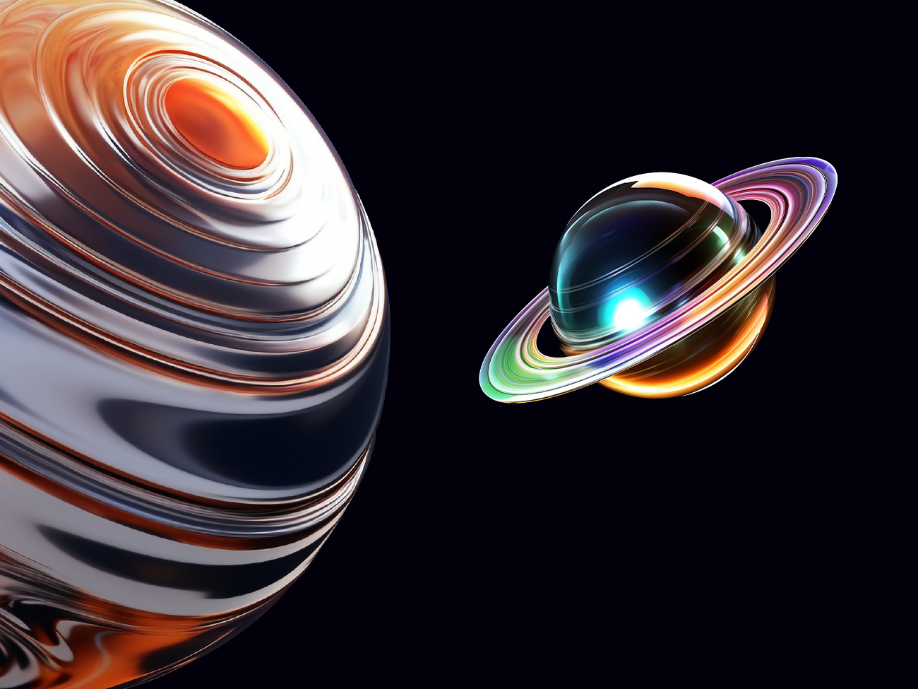 Holographic chrome planet icons by Paul Rover on Dribbble