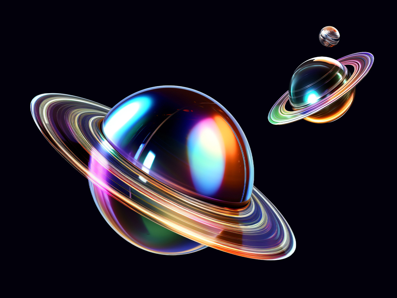 Holographic chrome planet icons by Paul Rover on Dribbble