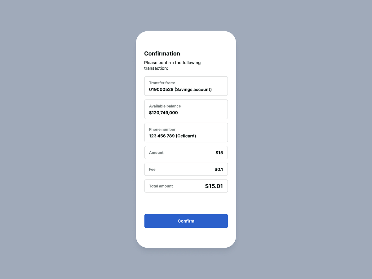 Payment confirmation UI by Jaime Velasquez on Dribbble